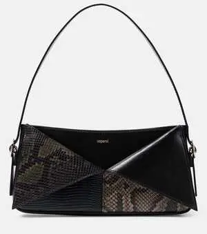 Coperni Snake-effect Leather Shoulder Bag - Black