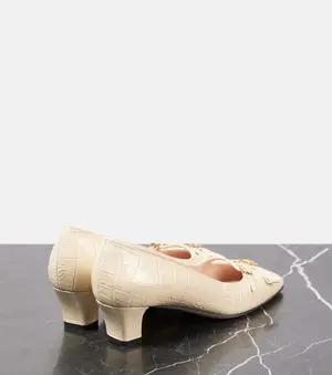 Valentino Garavani Bowow 45 Croc-effect Leather Pumps