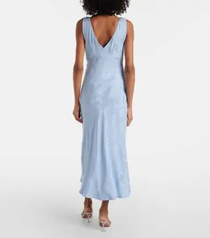 Rixo Sandrine Floral Jacquard Midi Dress - Blue