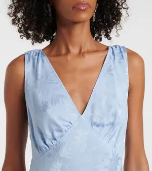 Rixo Sandrine Floral Jacquard Midi Dress - Blue