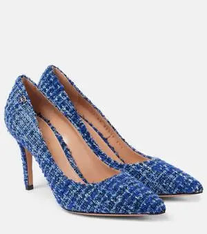 GIANVITO ROSSI 85 Bouclé Pumps - Blue