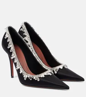 Amina Muaddi Gold Tone Pumps