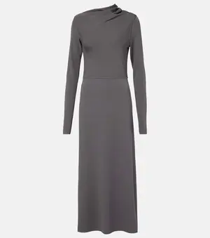 TOTEME Draped Jersey Midi Dress - Grey