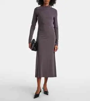 TOTEME Draped Jersey Midi Dress - Grey