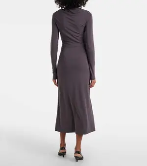 TOTEME Draped Jersey Midi Dress - Grey