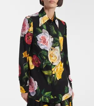 Dolce & Gabbana Floral Silk-blend Charmeuse Shirt