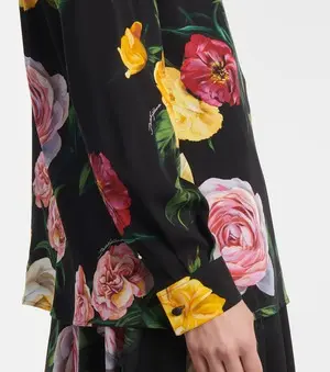 Dolce & Gabbana Floral Silk-blend Charmeuse Shirt
