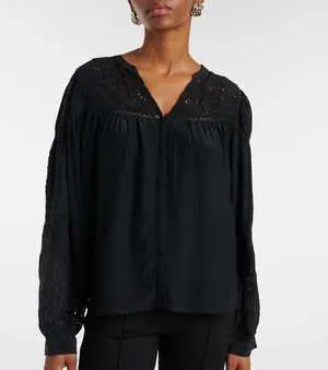 Velvet By Graham & Spencer Libby Open-knit Blouse - Black