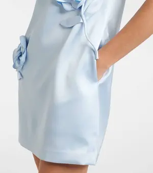 SELF-PORTRAIT Floral-appliqué Satin Minidress