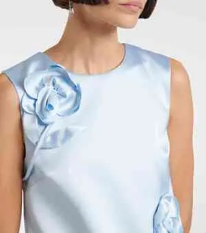 SELF-PORTRAIT Floral-appliqué Satin Minidress