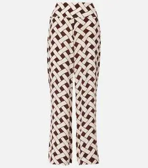 Rixo Isotta Printed Wide-leg Trousers In Diamond Wave Chocolate