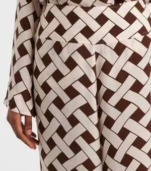 Rixo Isotta Printed Wide-leg Trousers In Diamond Wave Chocolate
