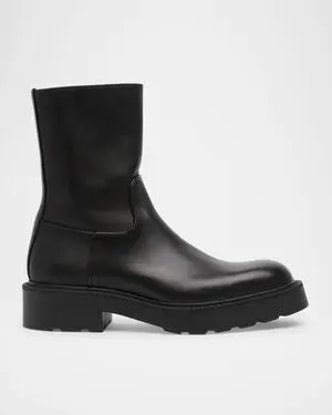 THE ROW THE ROW Leather Short Moto Boots - Black