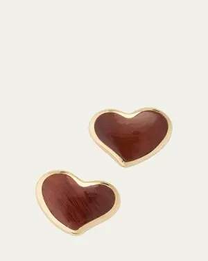 JAN LESLIE Heart Stud Earrings - Tigers Eye