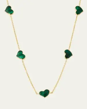 JAN LESLIE 18k Gold Plated Heart Necklace - Malachite