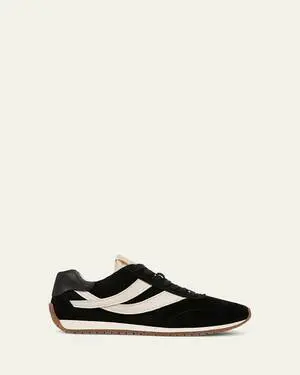Vince Mix Leather Trainer Sneakers - Black