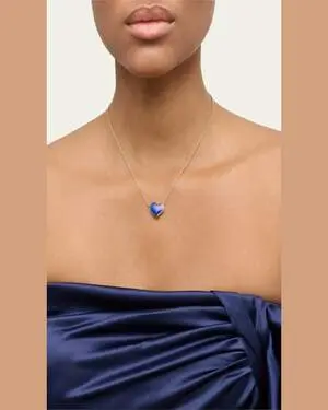 JAN LESLIE Heart Shaped Gemstone Pendant Necklace