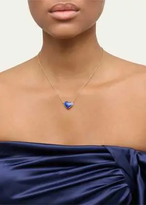 JAN LESLIE Heart Shaped Gemstone Pendant Necklace
