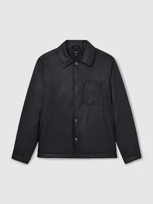 REISS Hyde Padded Technical Press-stud Overshirt - Navy