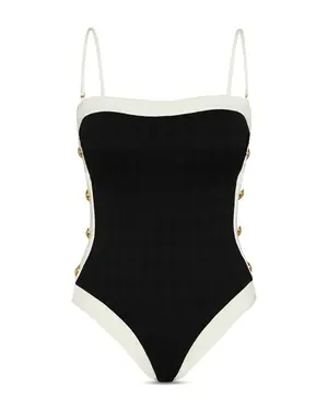 L'Agence Tory Bandeau One Piece Swimsuit - Black