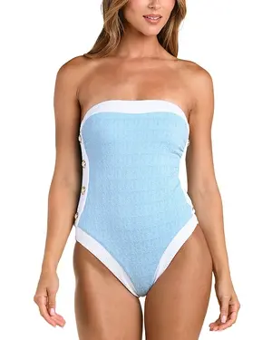 L'Agence Tory Bandeau One Piece Swimsuit - Powder Blue