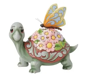 JIM SHORE Turtle Flowers And Butterfly Figurine 7.3in H - One-color