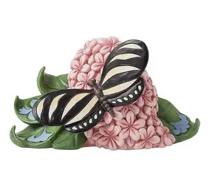 JIM SHORE Zebra Longwing Butterfly Mini Figurin E 3in H - One-color