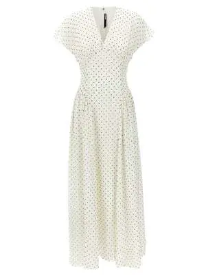 V Neck Polka Dot Maxi Dresses