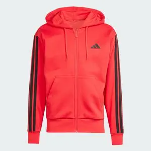 Adidas Essentials 3-stripes Fleece Hoodie - Pure Ruby / Black