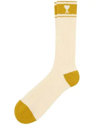 AMI Paris De Coeur Mid-calf Socks - Neutrals
