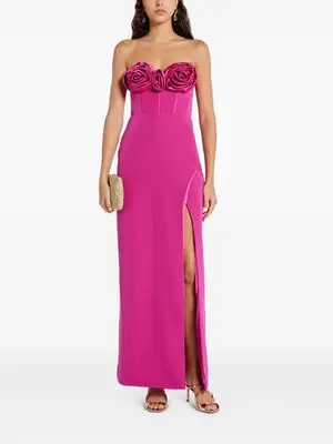 Monique Lhuillier Rose-appliqué Gown