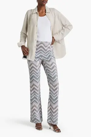 Missoni Sequined Metallic Crochet-knit Flared Pants