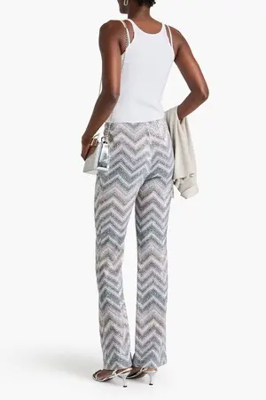 Missoni Sequined Metallic Crochet-knit Flared Pants