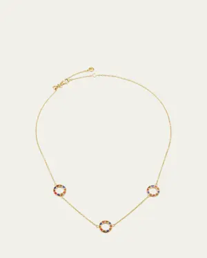 JAN LESLIE Dash Triple Circle Station Necklace - Multi