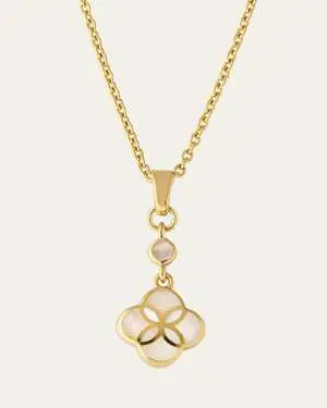 JAN LESLIE Single Petal Mother Of Pearl Drop Necklace - Mop