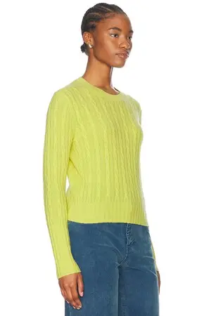 Guest In Residence Cable Shrunken Cashmere Crew Sweater - Lemon