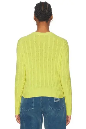 Guest In Residence Cable Shrunken Cashmere Crew Sweater - Lemon