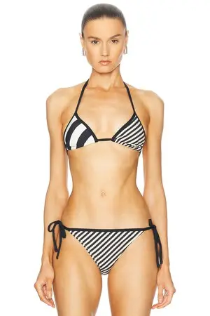 Solid & Striped The Iris Bikini Top - Noir & Khaki Stripe