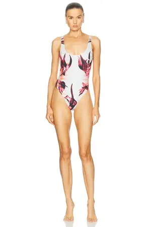 JEAN PAUL GAULTIER Jean Paul Gaultier Flower Body Morphing Mariniere One Piece Mint  Pale Pink  & Red