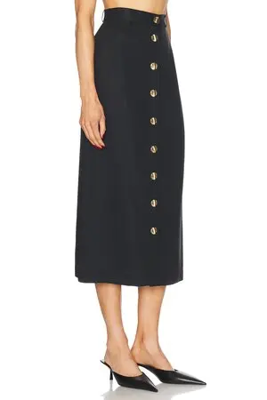 Matthew Bruch Button Front Midi Skirt