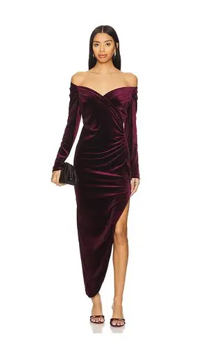 Astr The Label Sirca Off-the-shoulder Velvet Dress