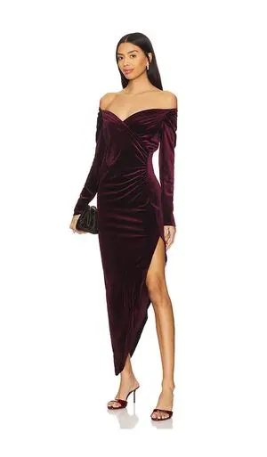 Astr The Label Sirca Off-the-shoulder Velvet Dress