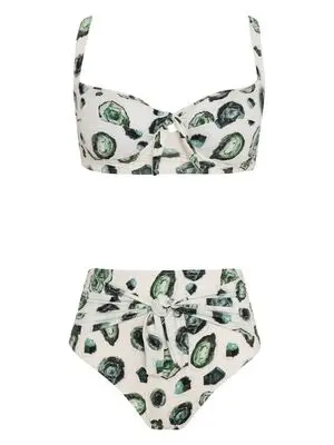 BRIGITTE Emerald-print Bikini - White