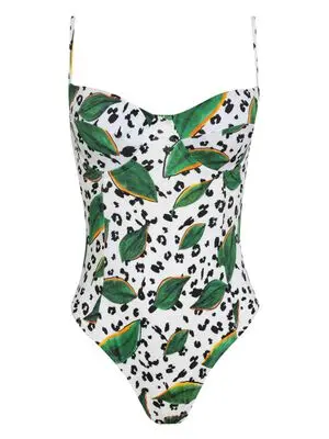 BRIGITTE Botanical-print Swimsuit - White