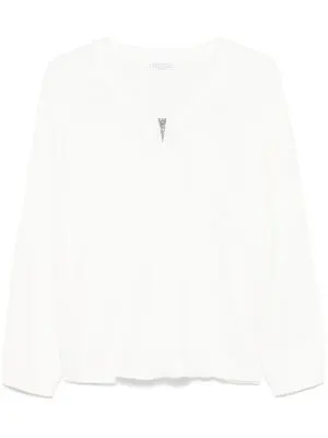 Brunello Cucinelli V-neck Sweater - White