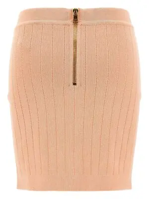 Balmain Buttoned Knitted Midi Skirt