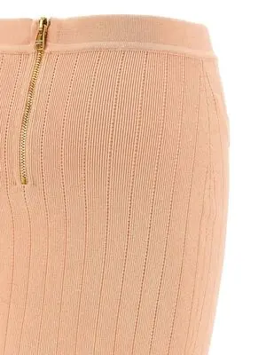 Balmain Buttoned Knitted Midi Skirt