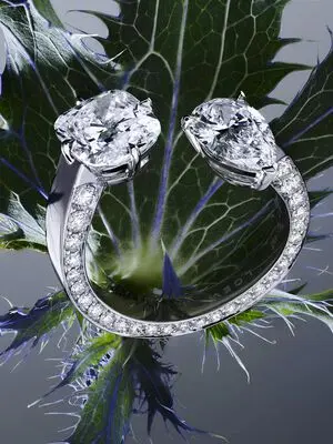 LOEV 18k White Gold Diamond Open Cuff Ring