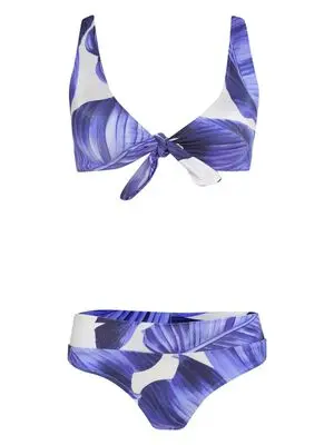 BRIGITTE Leaf-print Bikini - Blue