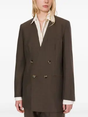 Philosophy Di Lorenzo Serafini Lapeless Double-breasted Blazer - Brown